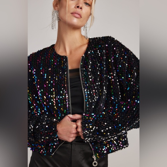 12th Tribe | Jackets & Coats | 2th Tribe Ozzy Multi Sequin Zip Up ...